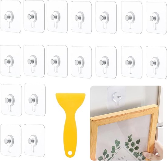 18 Stuks Zelfklevende Fotohaken - Transparante Plakhaken voor Eenvoudig ...