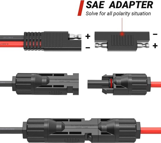 Zonnepaneel SAE-adapter Aansluiting - 10 AWG Kabelaansluiting voor ...