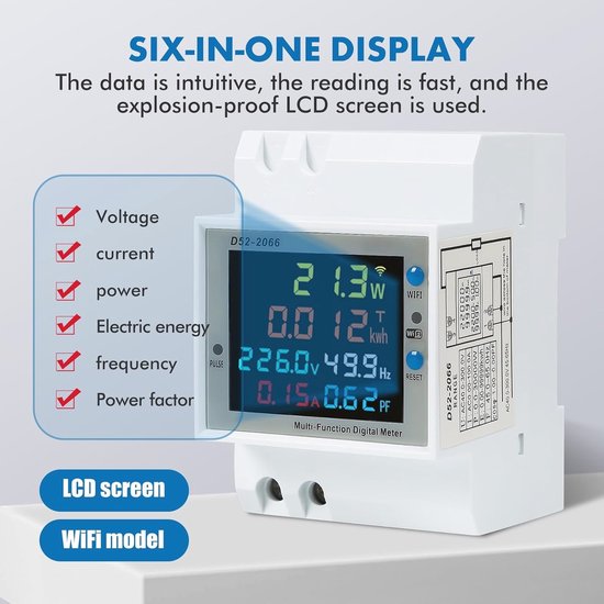 Slimme Stroommeter 230V | WiFi AC Energieteller | Meet Spanning, Stroom ...