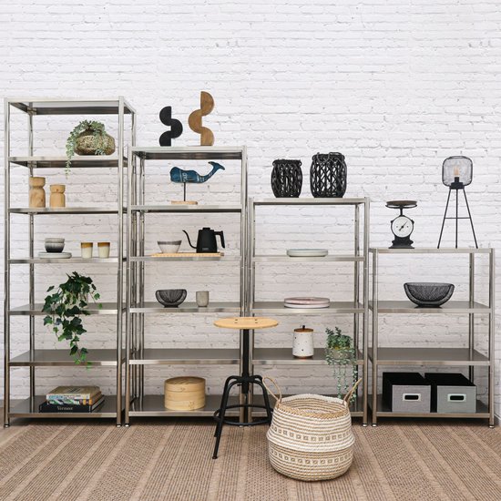 240kg RVS Stellingkast - 6 Niveaus - 74x41x170 Roestvrij Stalen Rek ...