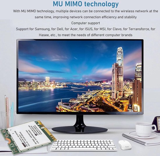 M.2 Network Card 1800Mbps NIC Adapter Mini PCIE WiFi Card - Bluetooth 5 ...