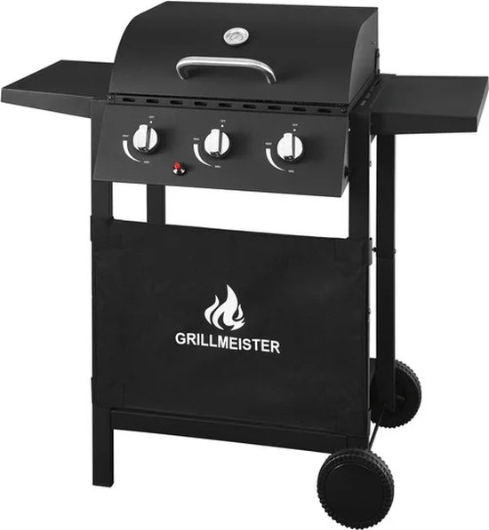 GRILLMEISTER Barbecue à gaz, 3 feux, 9 kW, avec 2 zones de cuisson | bol