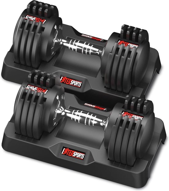 Verstelbare Halters 2x 12 kg - Ruimtebesparende Halterset voor Thuis en ...