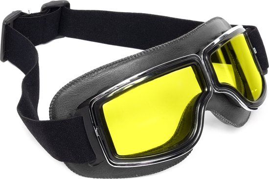 KIMU Goggles Motor Skibril - Bril Zwart Montuur - Gele Glazen ...