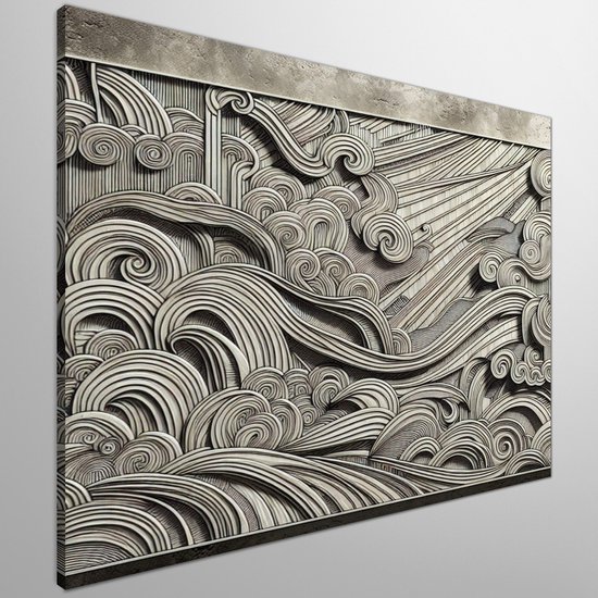 Line art relief schilderij | Geometrisch spel van lijnen en reliëf in ...