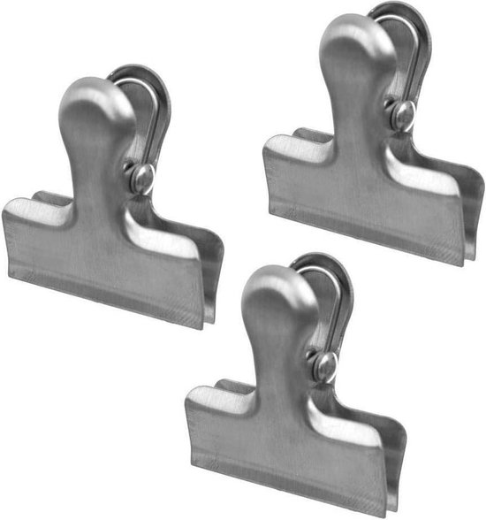 3 stuks metalen clips zakclips - roestvrij staal sluitklemmen voor ...