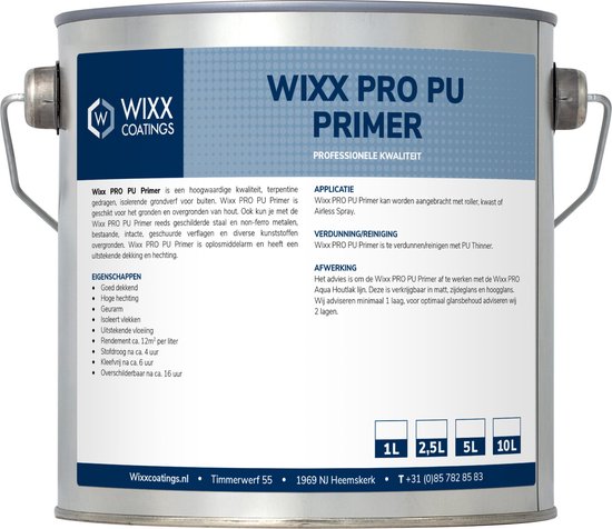Wixx PRO PU Primer - 1L - RAL 9016 | Verkeerswit | bol