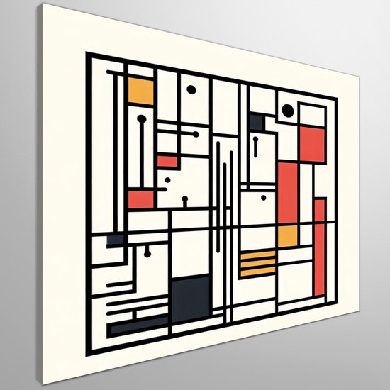 Line art mondriaan schilderij | Abstracte lijnenspel: een hommage aan ...