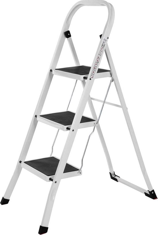 Opvouwbare trapladder - metalen kruk - huishoudhulp - opvouwbaar ...