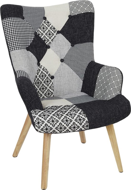 Patchwork Fauteuil met Armleuning Helsinki - Comfortabel - Zwart | bol