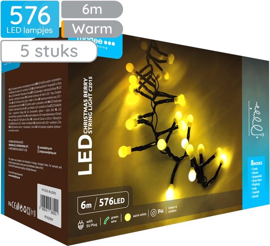 Modee Lichtsnoer Kerst 6 Meter - Kerstverlichting voor Buiten en Binnen ...