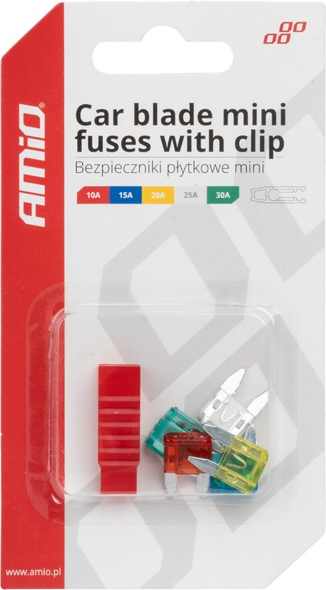 AMiO Mini Auto Zekeringen Blade Fuses Set 10A/15A/20A/25A/30A met Clip ...
