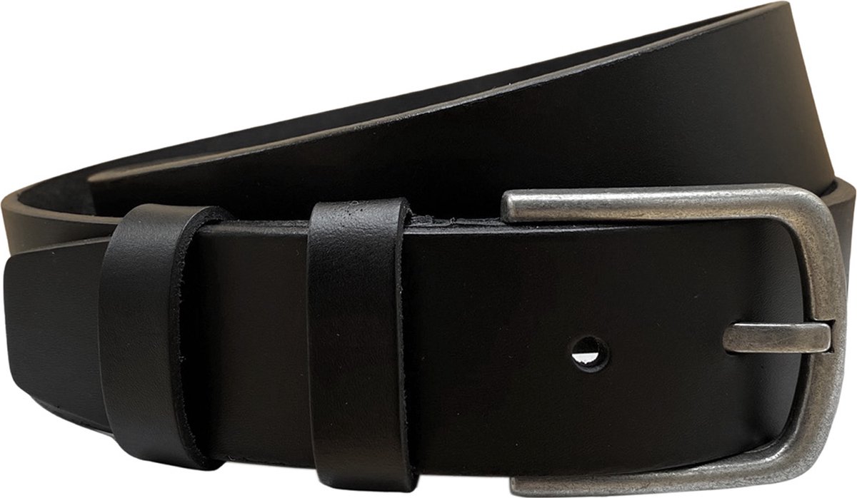 4 cm brede zwarte riem - Heren riem - Dames riem - zwart leer -Riemmaat ...