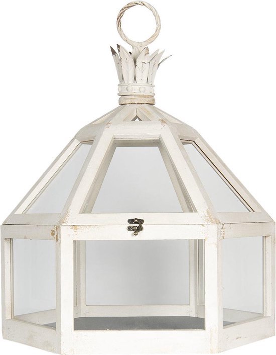 Decoratie kweekkasje 52*45*64 cm Beige Ijzer, Glas, Hout Zeshoek | bol