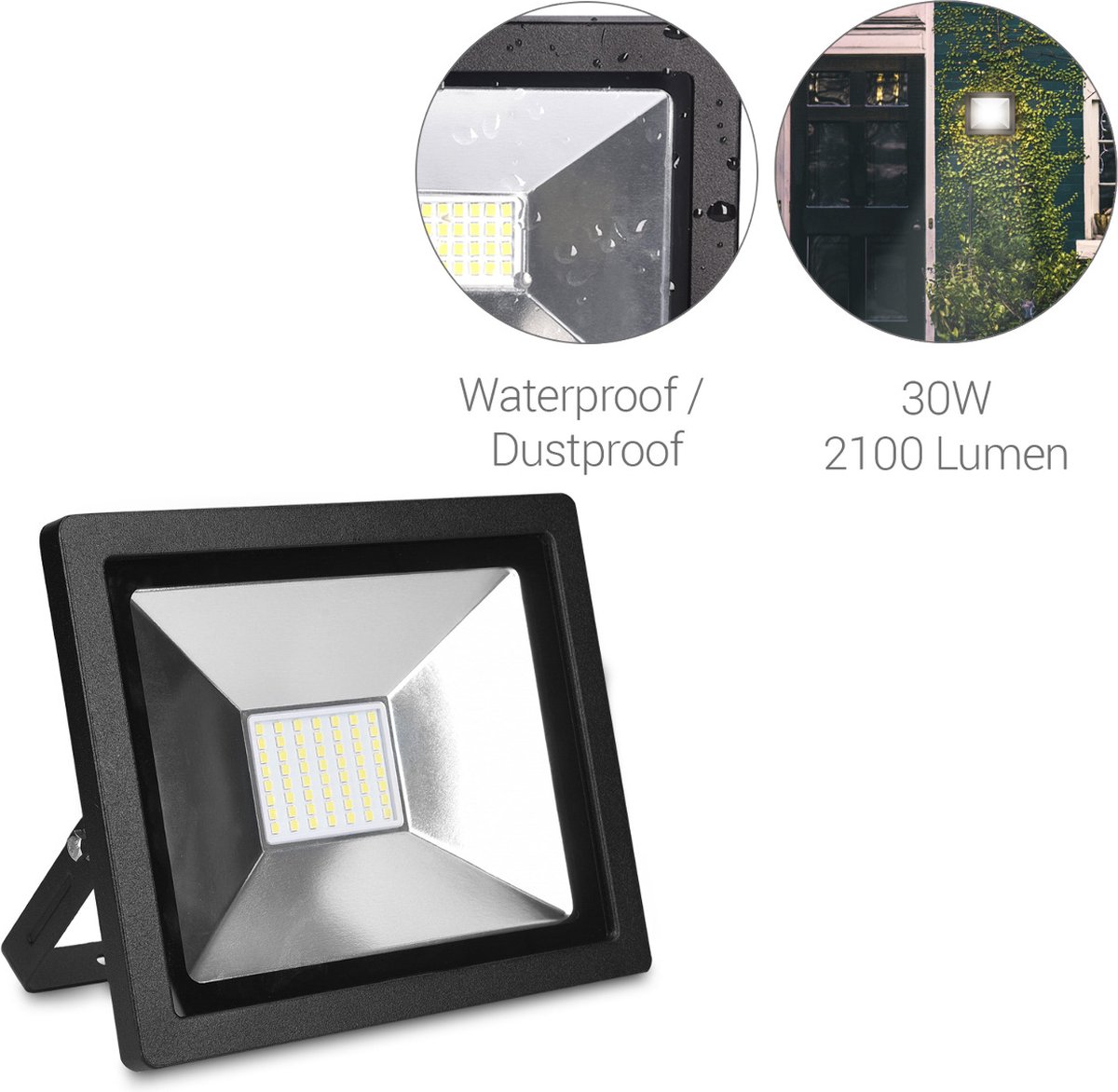 kwmobile 2x LED bouwlamp 30W - Met 3 meter netsnoer en stekker - 2100 ...