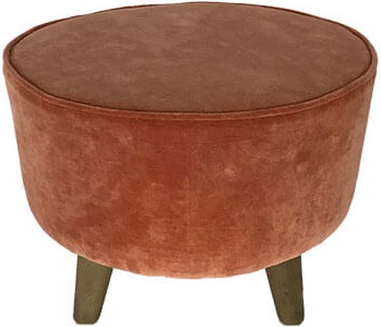 poef - ronde poef - oranje - houten poten - 60 cm rond - H46cm | bol.com