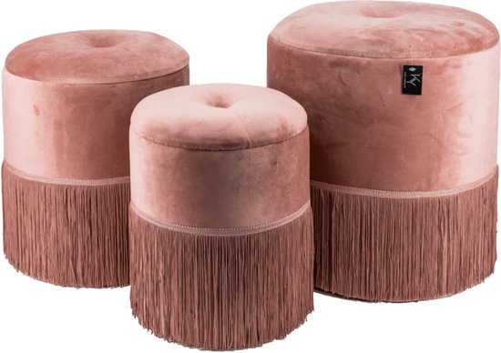 Velvet poef set van 3 | bol.com