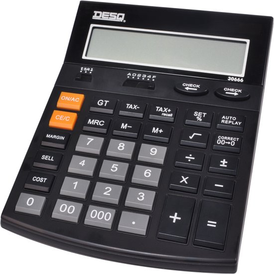 DESQ® | Bureau Rekenmachine groot | 12 Cijfers | XLarge | TAX | COST-SELL-MAR |... | bol.com