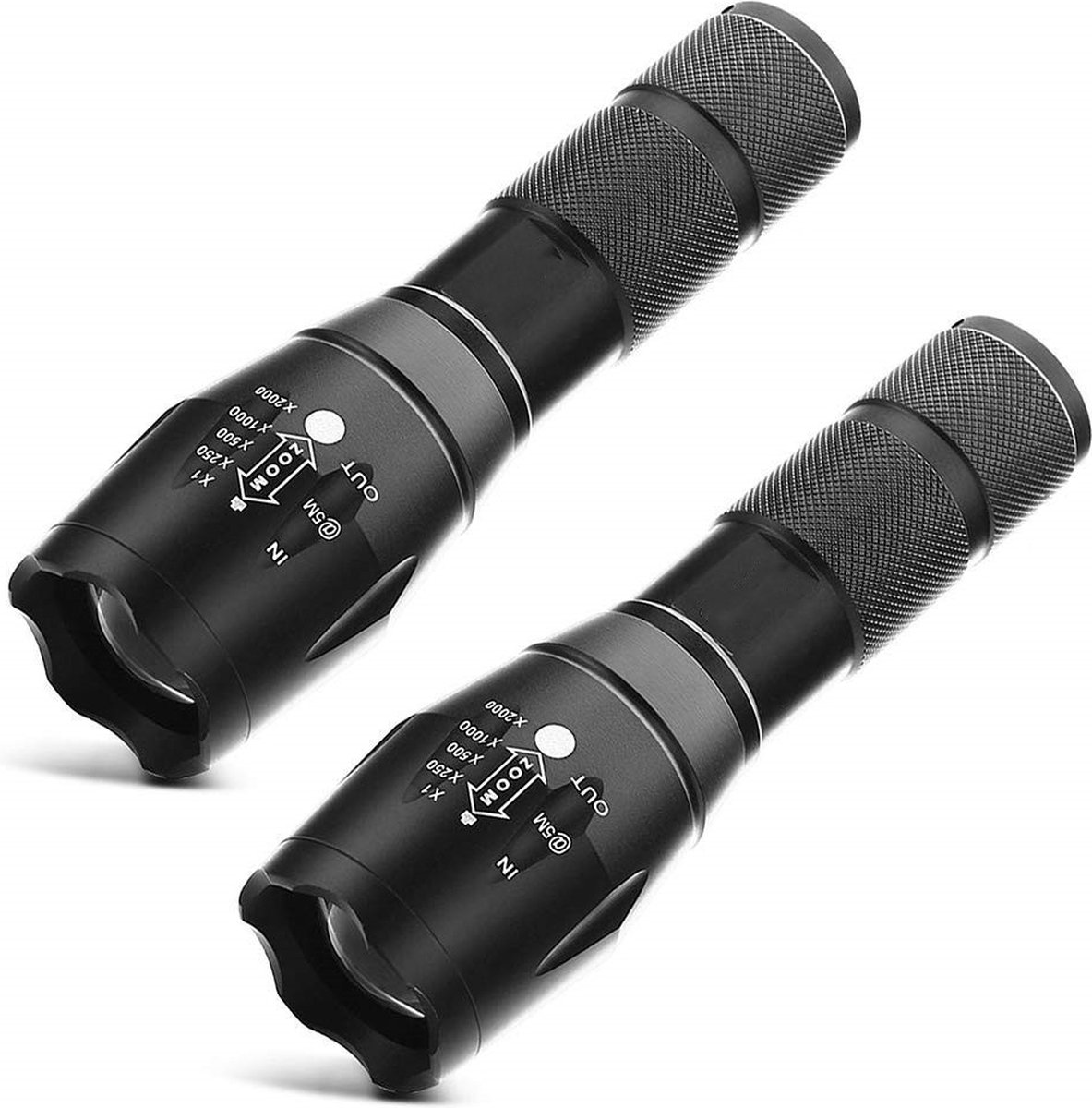 2x Militaire LED Zaklamp - oplaadbaar met usb kabel - 1200 Lumen - Waterproof en... | bol.com