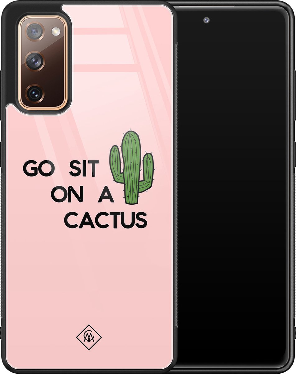 Samsung Galaxy S20 FE hoesje glas - Go sit on a cactus - Roze - Hard Case - Casimoda | bol.com