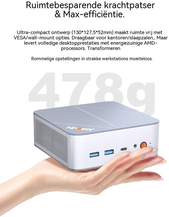 Ninkear M8 Mini PC - AMD Ryzen 7 8745HS - Mini Desktop Computer met ...