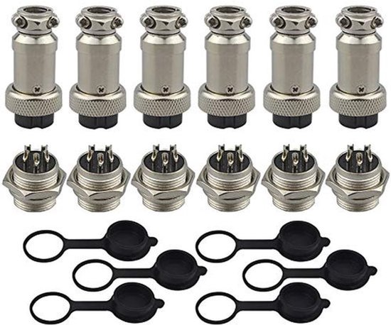 Verpakking van 6 GX16 5 Pin Aviation 5A 16mm Male Female Metalen Paneel ...