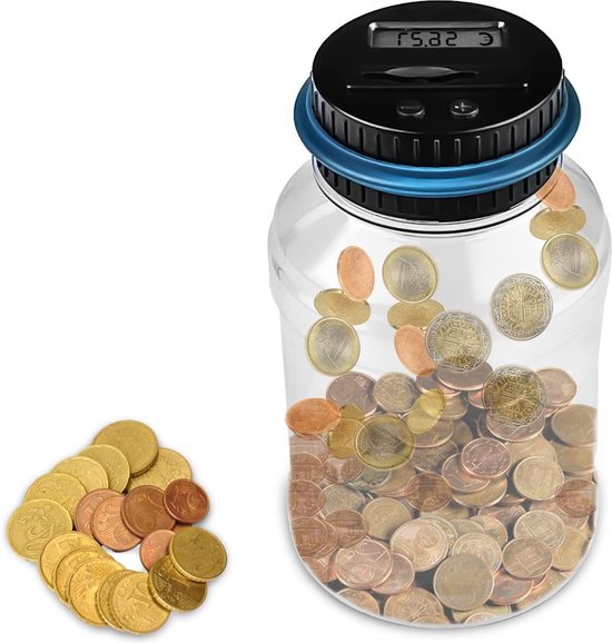 Digitale spaarpot met teller 18 liter - elektronisch spaarvarken met lcd-display -... | bol