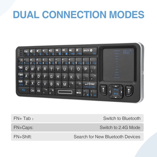 Rii K06 Mini Keyboard - Draadloos - Backlit - Touchpad - K06 | bol