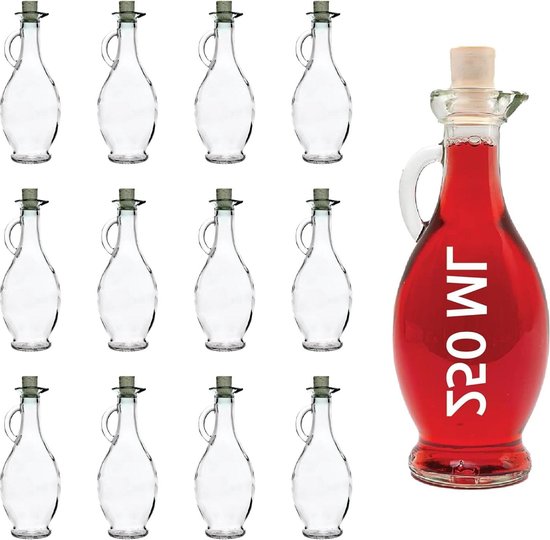 12 x 250 ml lege glazen flessen karaf - azijn olie container - set van ...