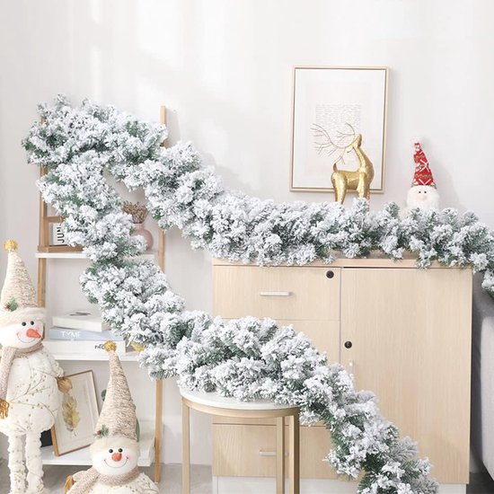 Witte Frosted Sneeuw Slingers 2,7m â€“ Kunstmatige Kerstdecoratie voor ...