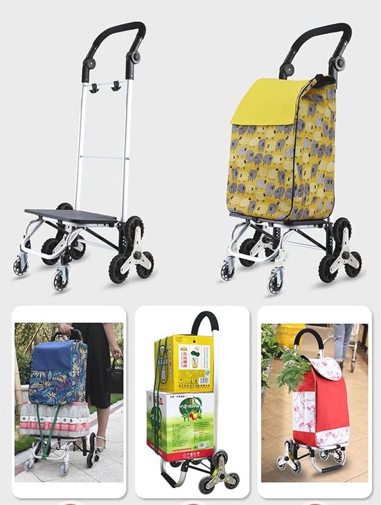 Opvouwbare Winkelwagen met 6 Rubber Wielen - 65kg Draagvermogen en 45L ...