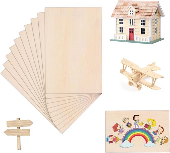10 Stuks 1.5mm Dunne Basswood Platen - Multiplex Board voor Woodcraft ...