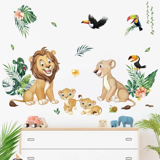 Safari Dier Leeuwen Muurstickers - Jungle Dieren Decoratie - Geschikt voor Kinderkamer | bol