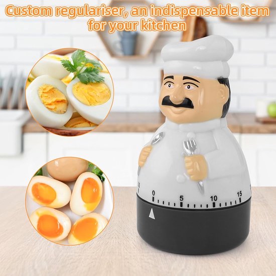 Eierwekker - kookwekker - grappig ontwerp - 1 stuk - wit en zwart - 5,8 ...