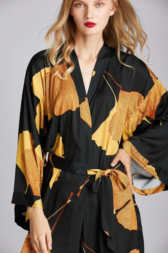 Kimono-badjas dames - Ginkgo-blad print - Perfect voor bruid en ...