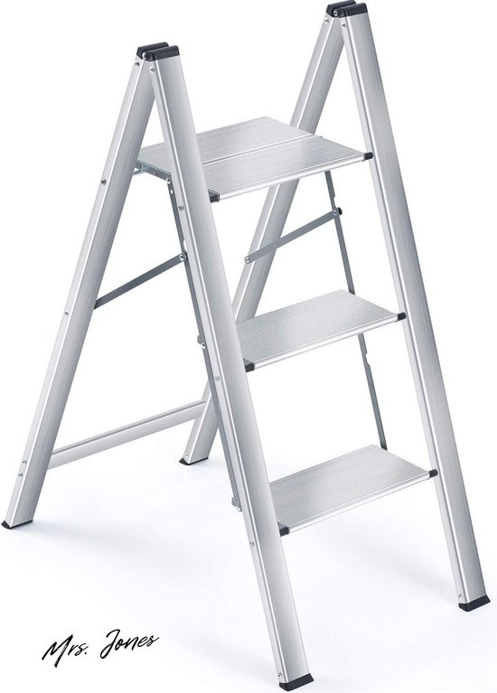 Mrs. Jones Trapladder 3 Treden Aluminium Vouwladder Draagbare Slanke ...