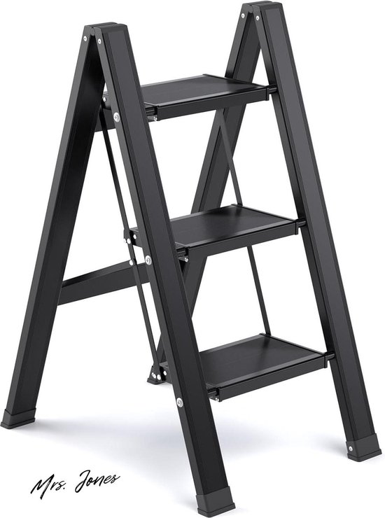Mrs. Jones Trapladder 3 treden inklapbaar aluminium draagbare ...