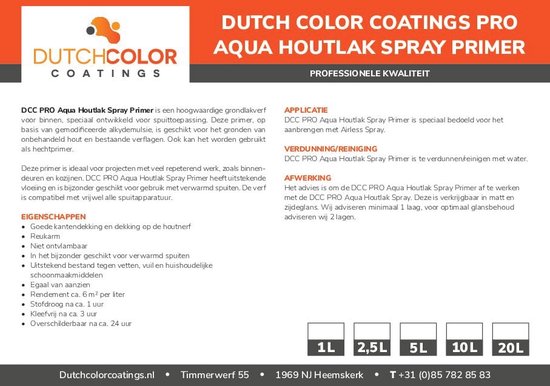 DCC PRO Aqua Houtlak Spray Primer - 1L - RAL 7035 | Lichtgrijs | bol