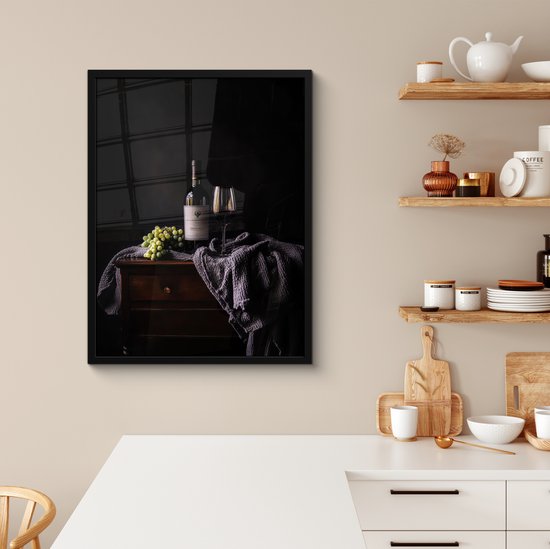 Fotolijst inclusief poster - Posterlijst 60x80 cm - Posters - Druiven - Wijn - Rood -... | bol
