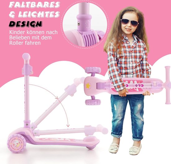 Kinderstep, Step Kinderen met LED Wielen & Traploos Verstelbaar Stuur ...