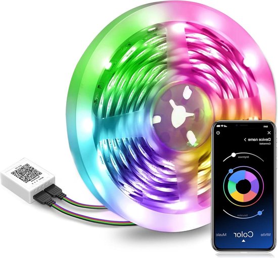 LED strip 20m RGB verlichting bediening via app-afstandsbediening ...