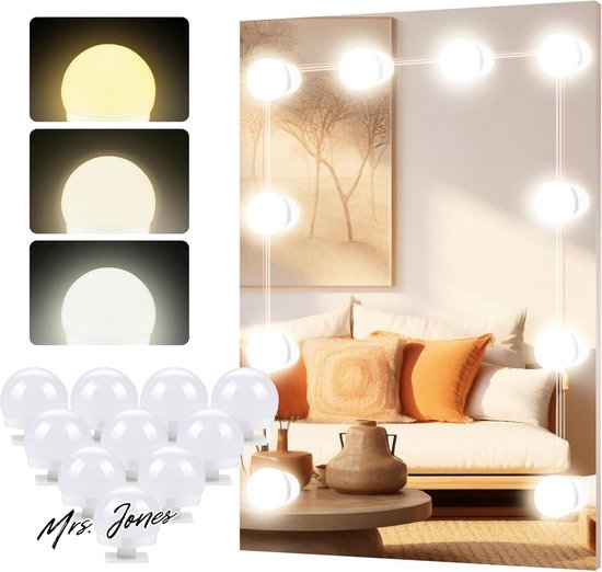 Mrs. Jones Spiegellicht 10 Hollywood-lampen led-lichtset dimbaar ...