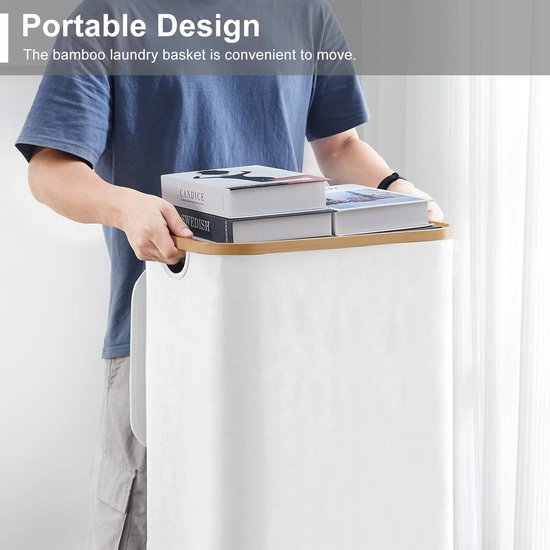 Mrs. Jones Wasmand met deksel 85 liter wasverzamelaar smal opvouwbare wasmand hout... | bol