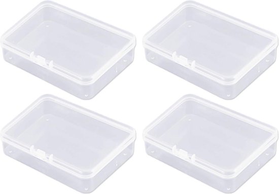 4 transparent square boxes small storage boxes with lid plug-in - mini ...