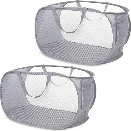 Set of 2 Laundry Baskets Net Large - Foldable Laundry Baskets for Dirty ...