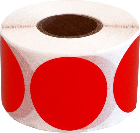 500 Etiketten Rond Rood 35 mm op Rol - Sluitzegels - Markeringspunten ...