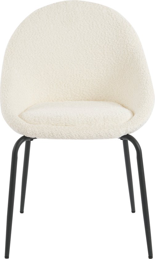 Merax Set van 2 Bouclé Stoelen - Modern Design - Witte Stoffering ...
