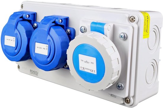 Waterdichte Verdeelkast IP67 met 2x 230V Stopcontacten en 1x CEE 16A ...
