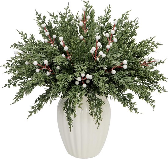 30x Kunstmatige Dennentakken met Bessen voor Kerstdecoratie en ...