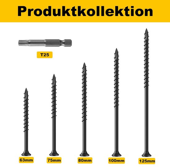 50x Houtschroeven Torx 4.8x90mm Zwart Verzonken Kop Universeel voor ...